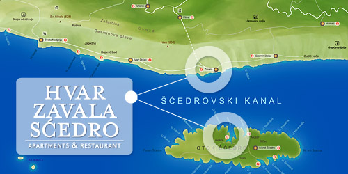 Hvar - Zavala - Šćedro | Location